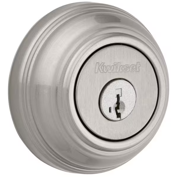 Kwikset Satin Nickel Single Cylinder Deadbolt featuring SmartKey Secur ...
